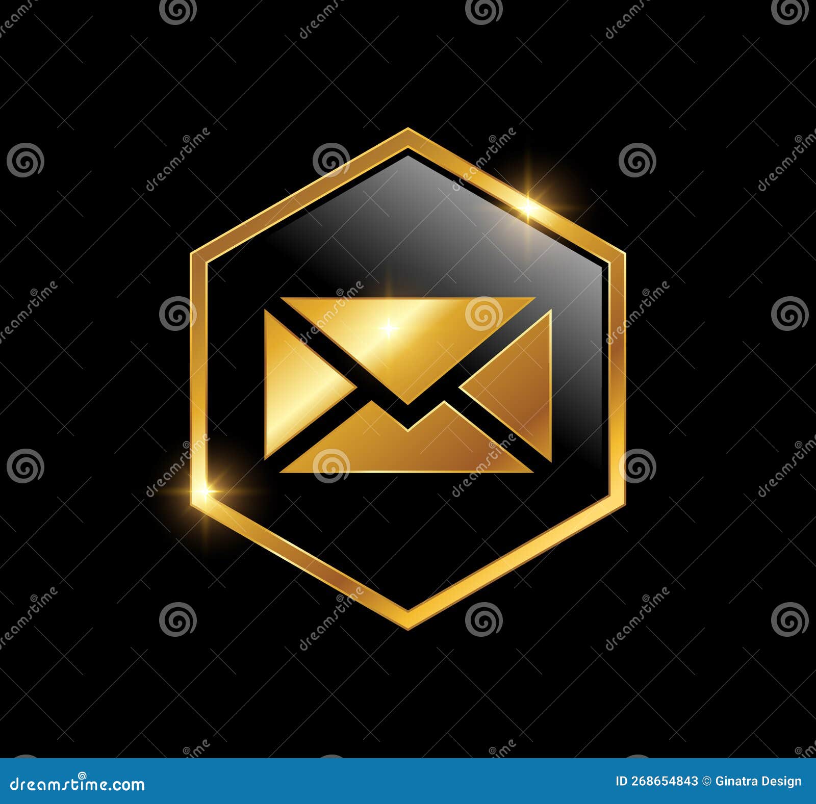 Golden Envelope Letter Circle Sign Cartoon Vector | CartoonDealer.com ...