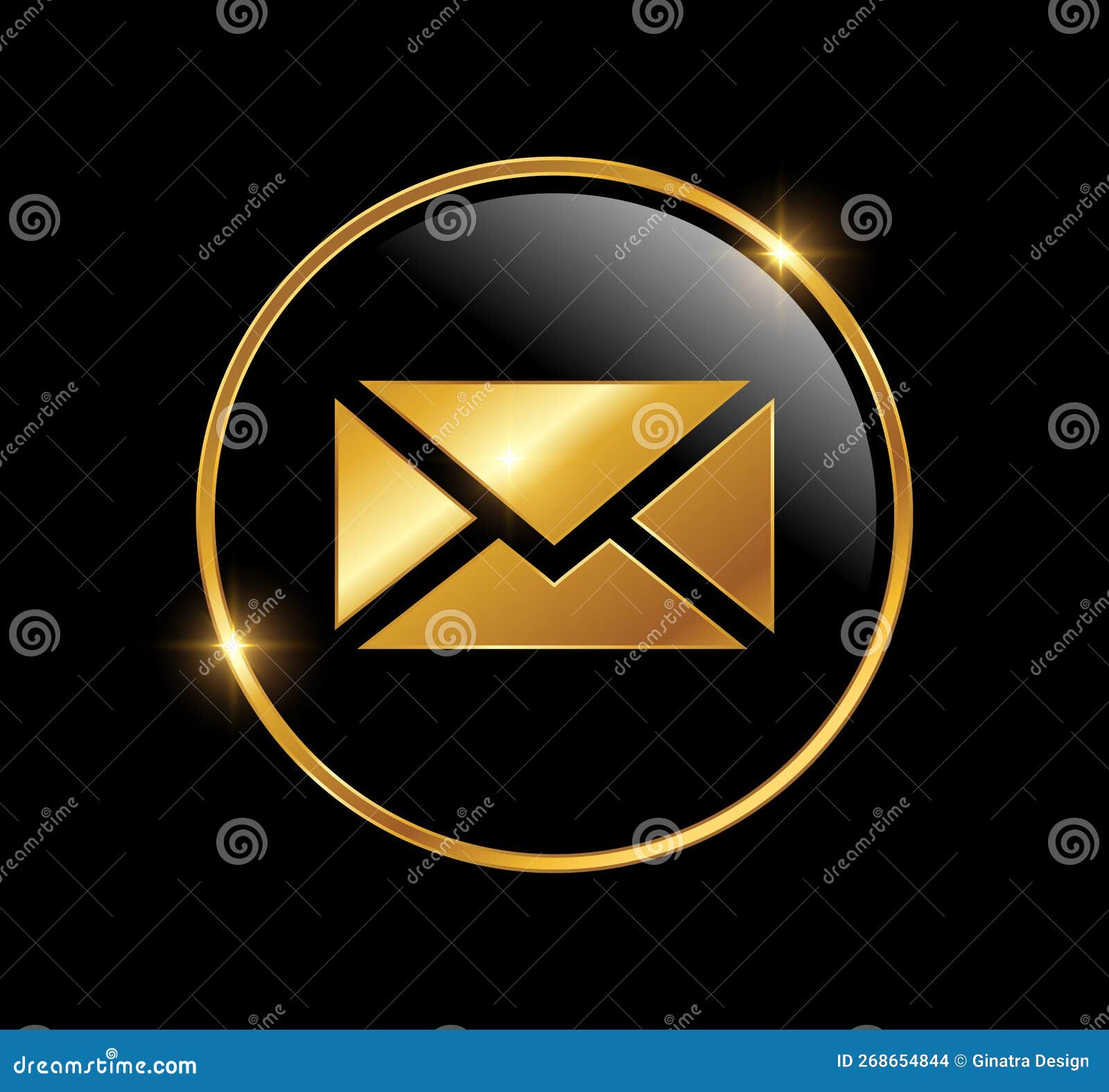 Golden Envelope Letter Circle Sign Cartoon Vector | CartoonDealer.com ...