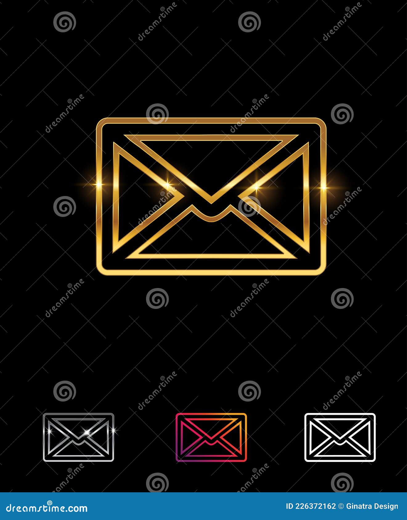 Golden Envelope Vector Sign Stock Vector - Illustration of gold, object ...