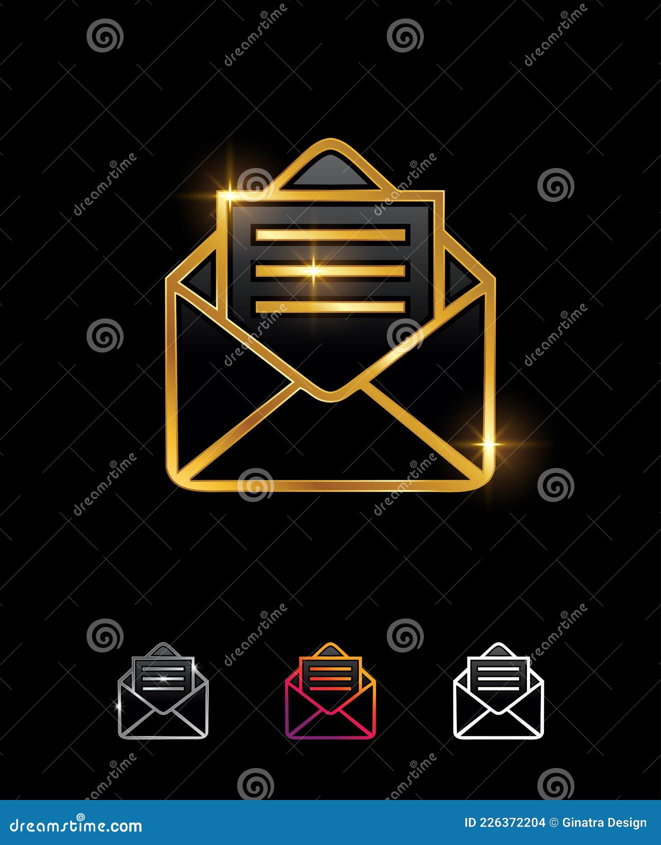 Golden Envelope Vector Sign Stock Vector - Illustration of element ...