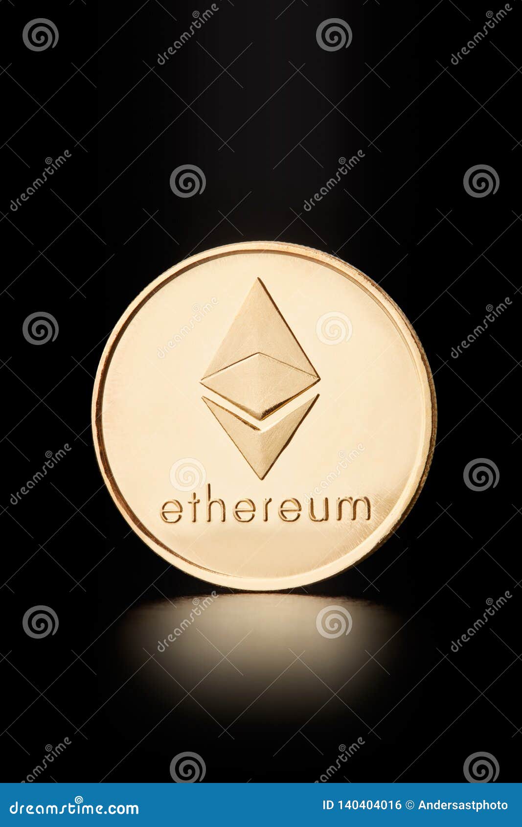 Golden Ethereum Coin, Cryptocurrency on Black, Clipping Path Editorial ...