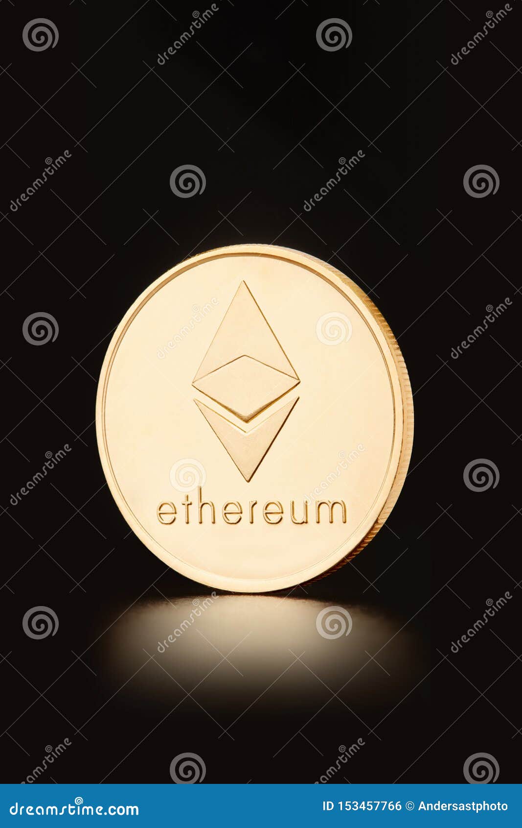 Golden Ethereum Coin, Cryptocurrency on Black Editorial Photo - Image ...