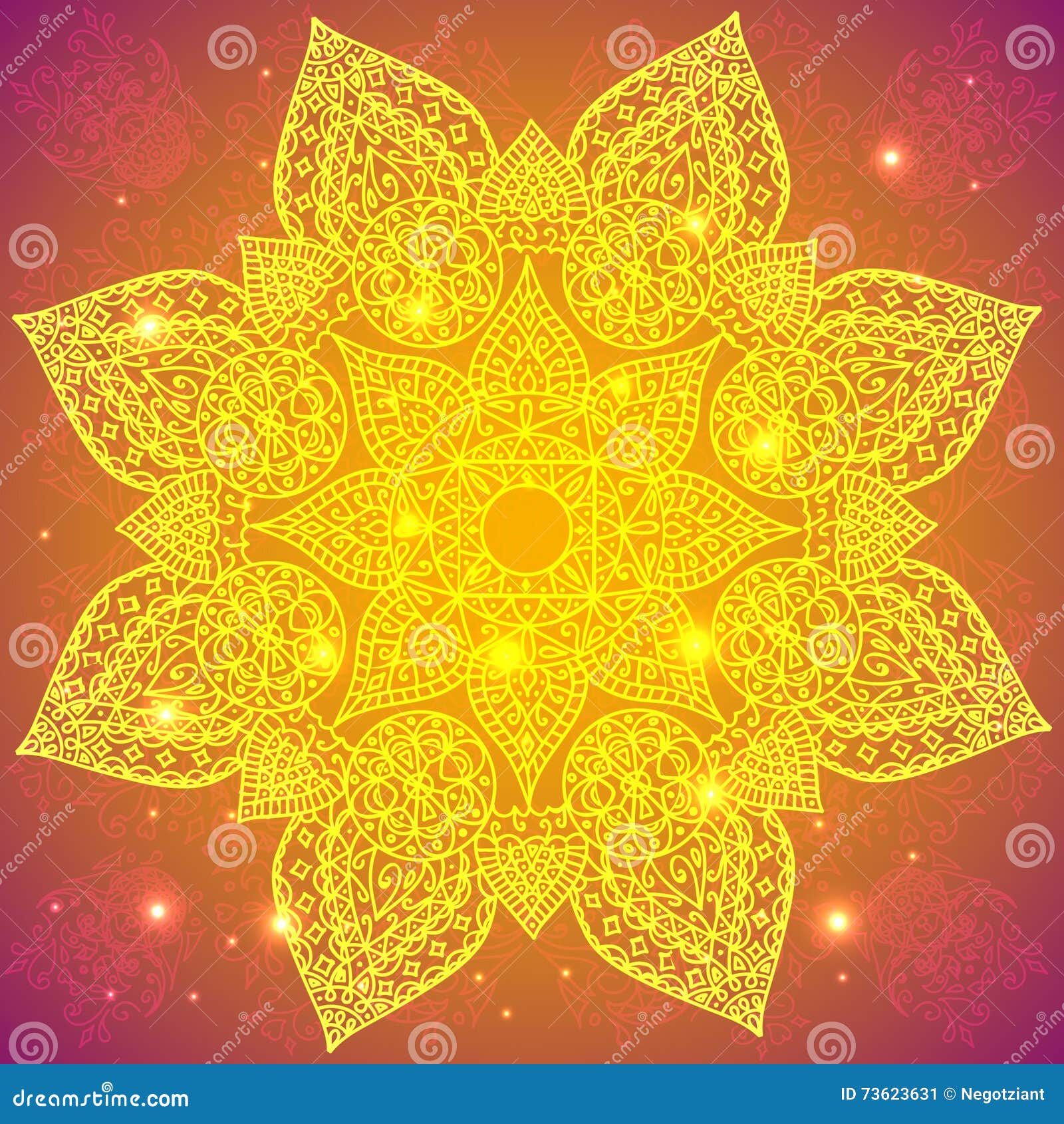 Golden Ethnic Indian Background. Stock Illustration - Illustration of ...