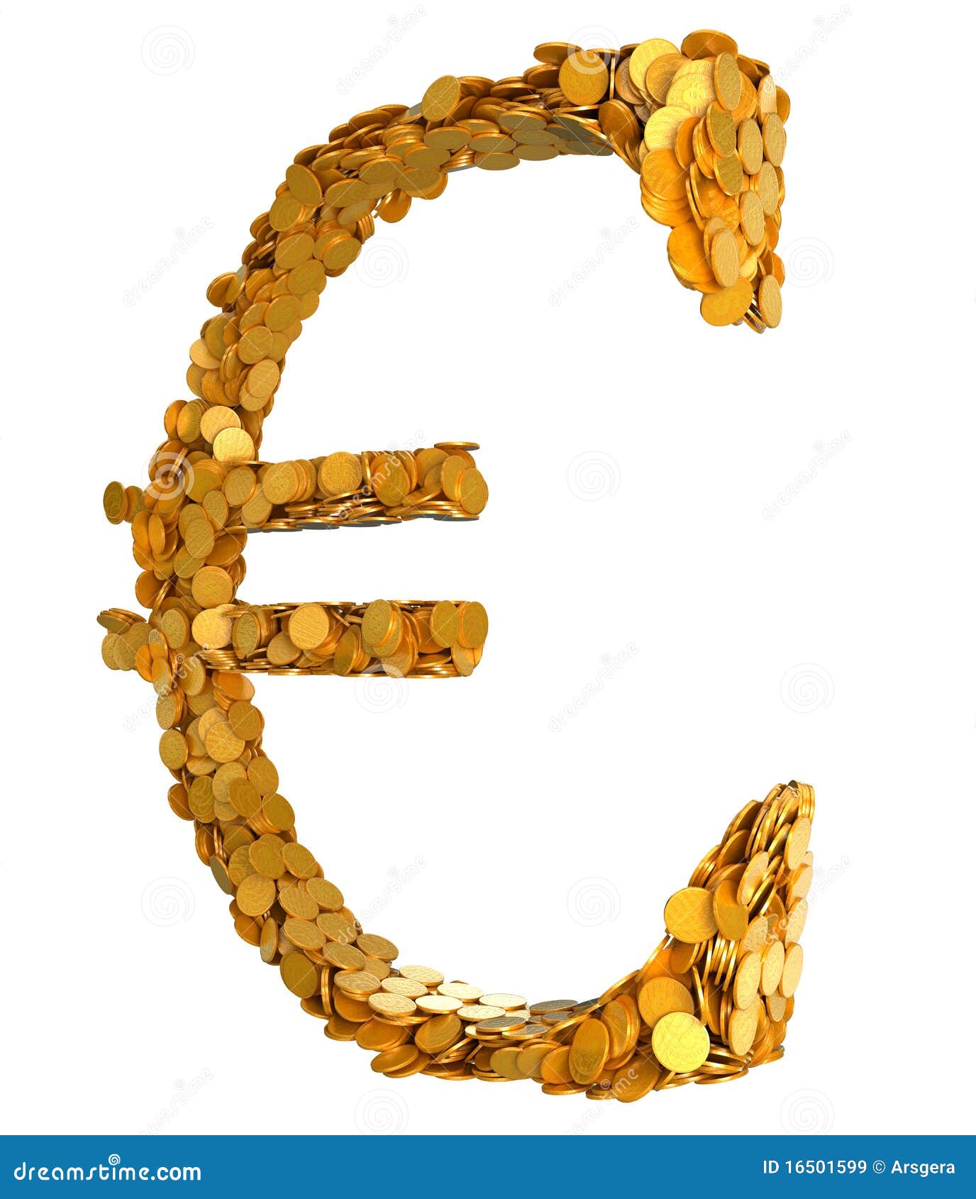 Golden Euro. Symbol Assembled with Coins Stock Illustration ...