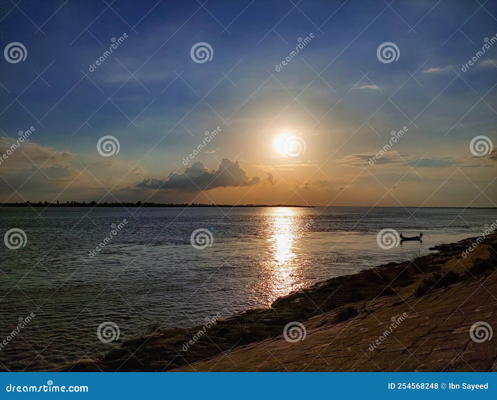 Golden Evening in the Moment of Sunset in Front of Padma River Stock ...