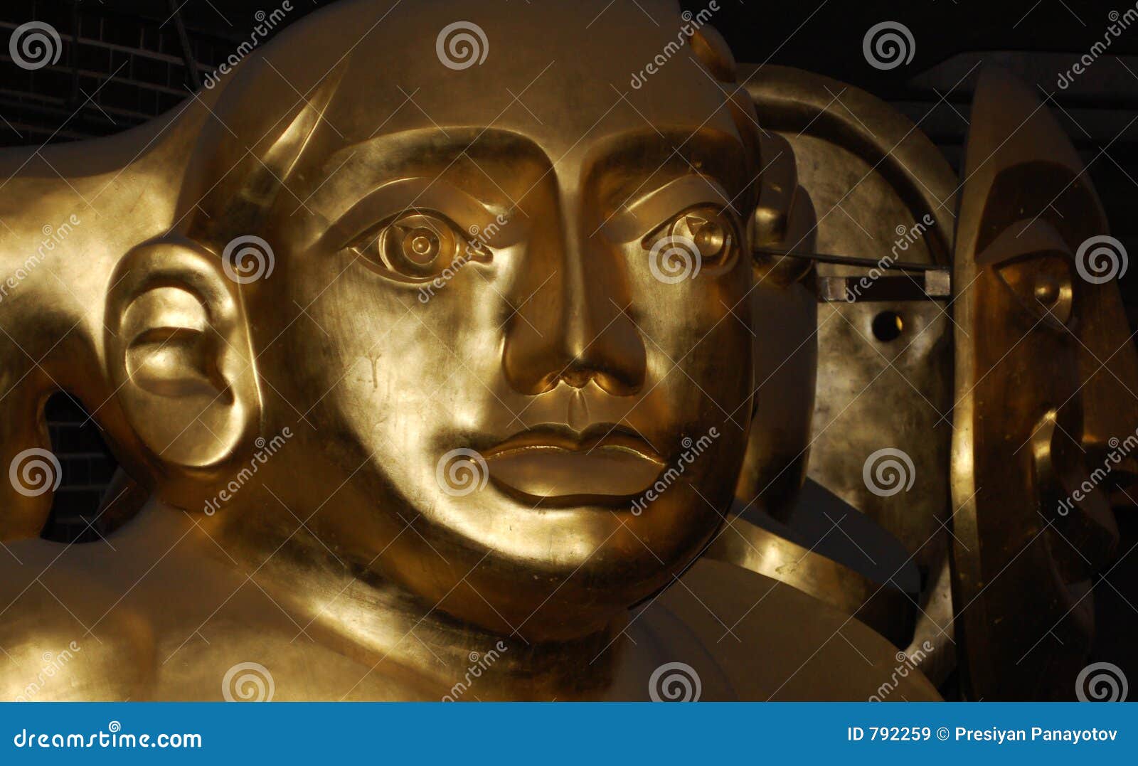 Golden face stock image. Image of statue, mouth, abstract - 792259