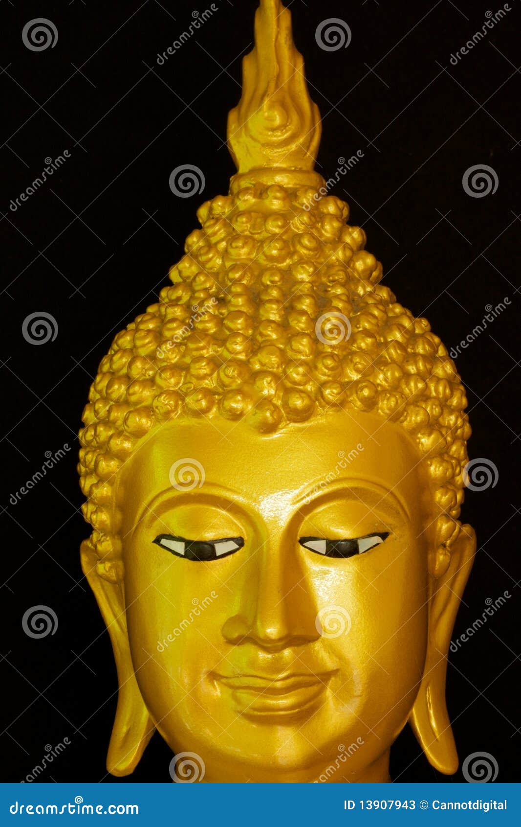 The Golden face of Buddha. stock image. Image of buddhism - 13907943