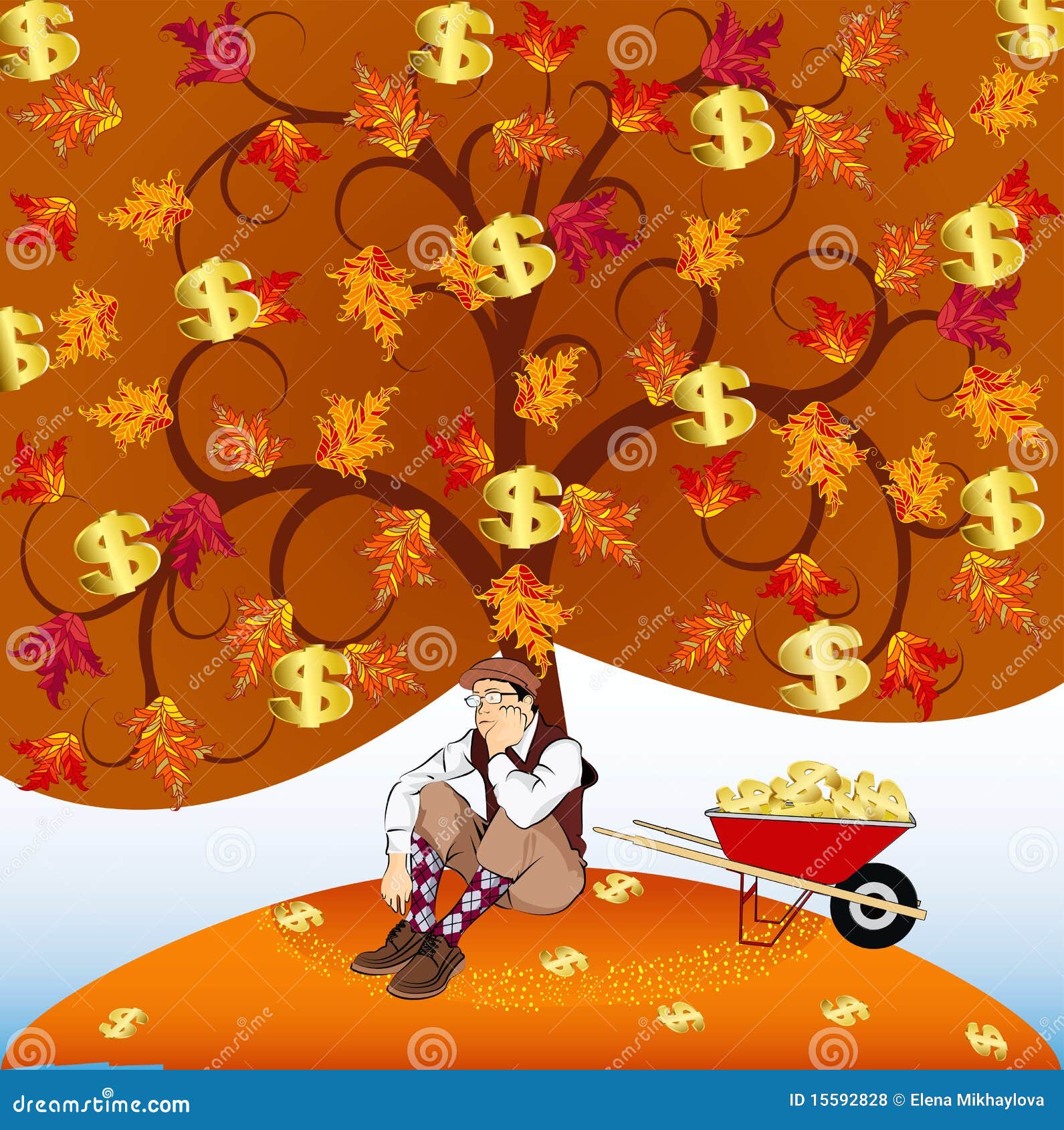 Golden fall stock vector. Illustration of market, leaf - 15592828