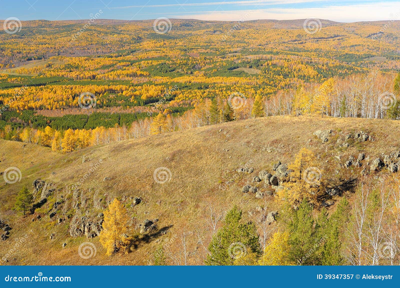 Golden Fall in Ural Mountain Range Stock Image - Image of glade, forest ...