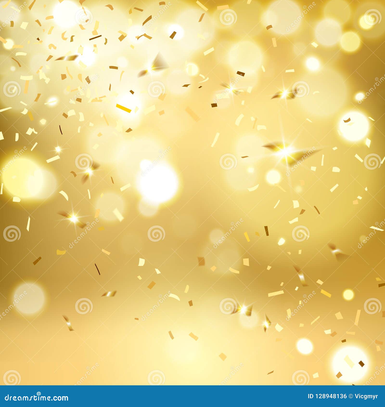 Golden Falling Confetti stock vector. Illustration of gift - 128948136