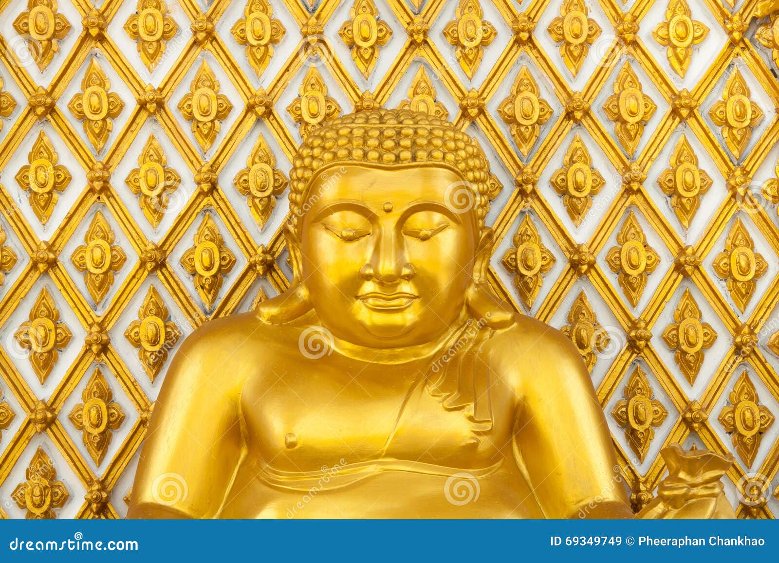 Golden fat buddha statue stock image. Image of faith - 69349749