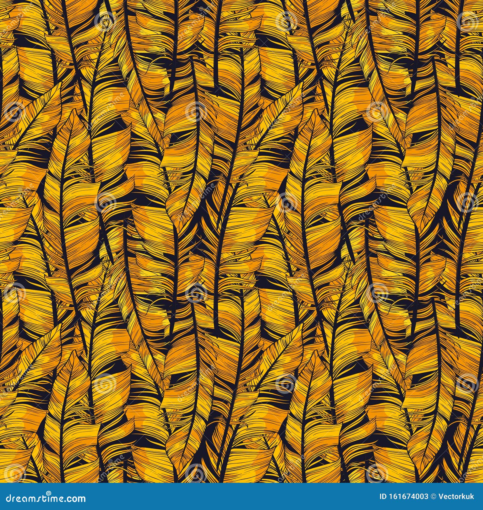 Golden Feather Abstract Pattern. Vector Seamless Illustration Stock ...