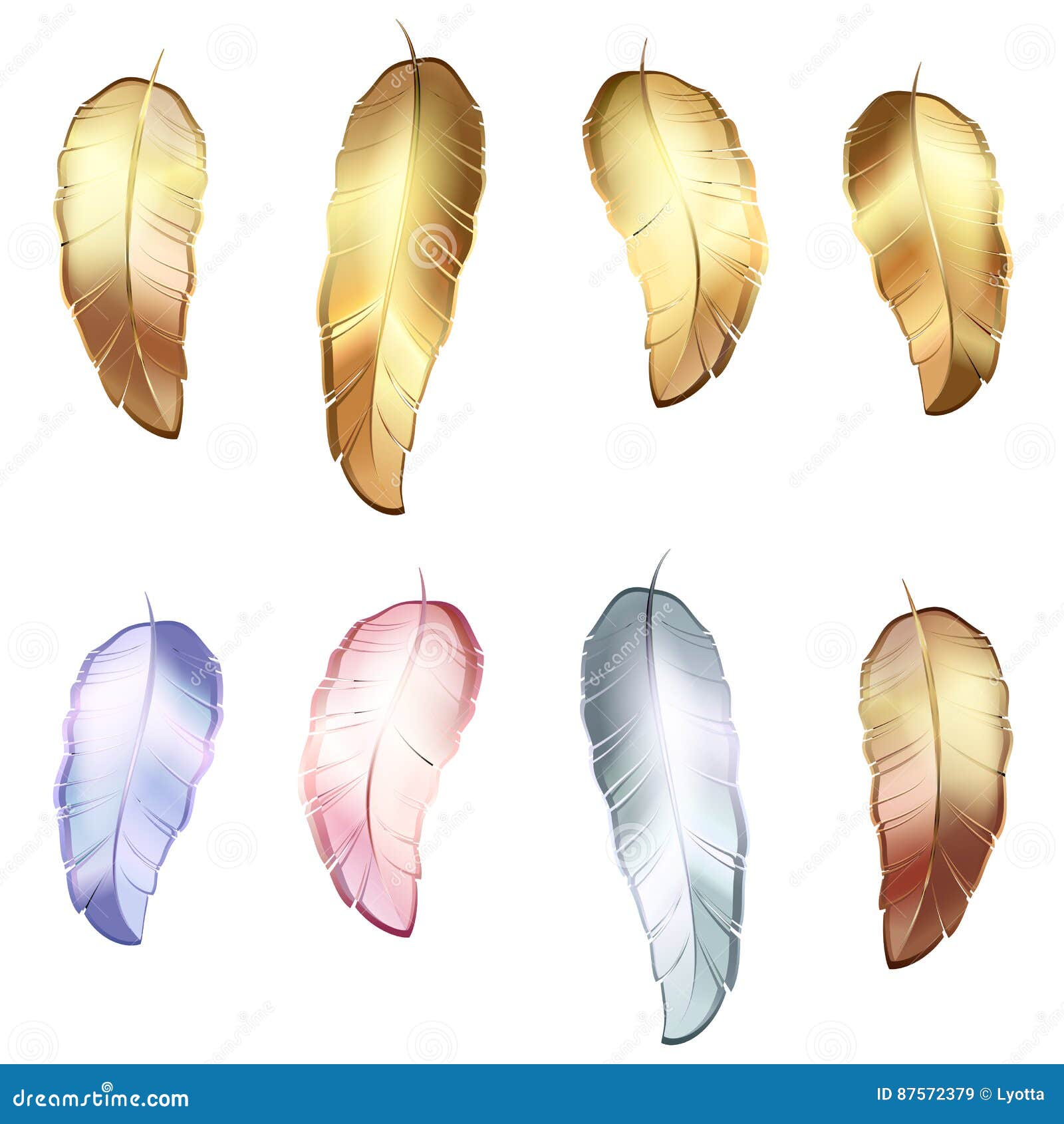 Golden Feather Decorative Bird On A Black Background Illustration ...