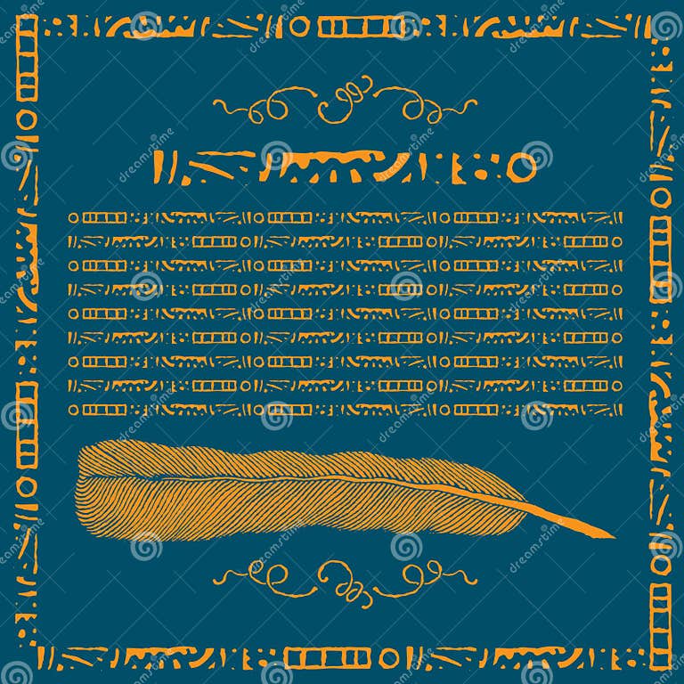 Golden Feather with Text Block Stock Vector - Illustration of golden ...