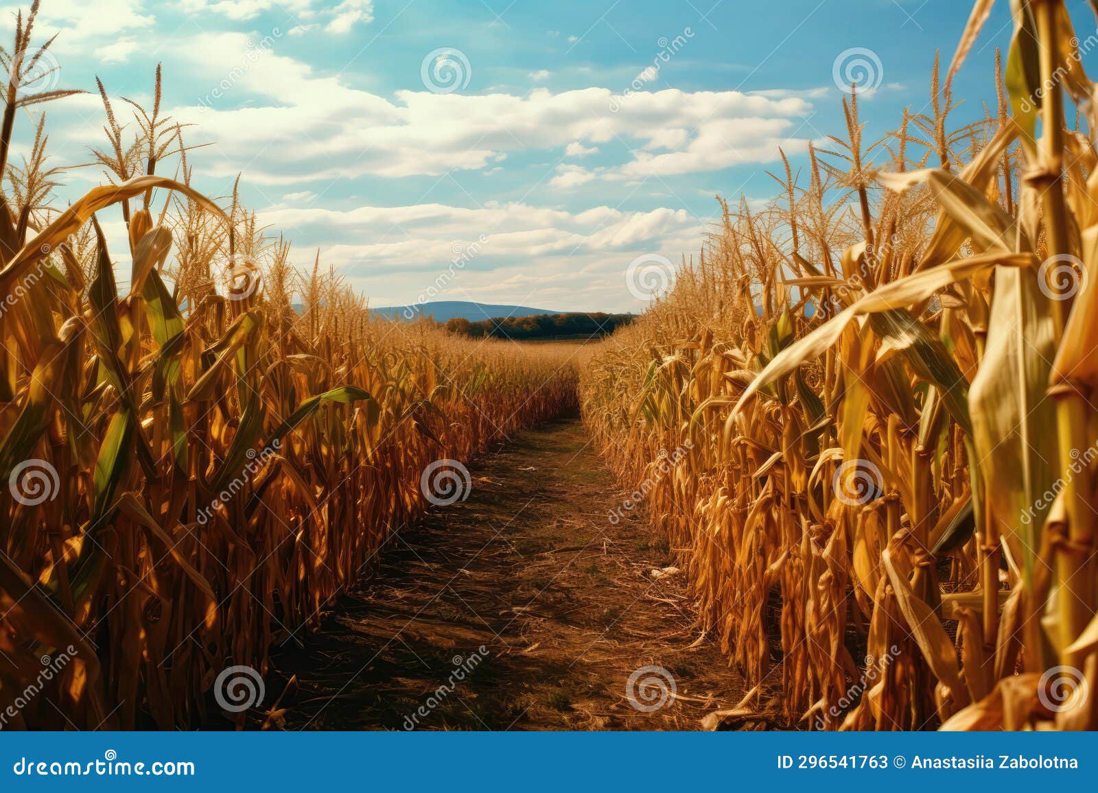 Golden Field of Corn Stretching Towards the Horizon. Generative AI ...