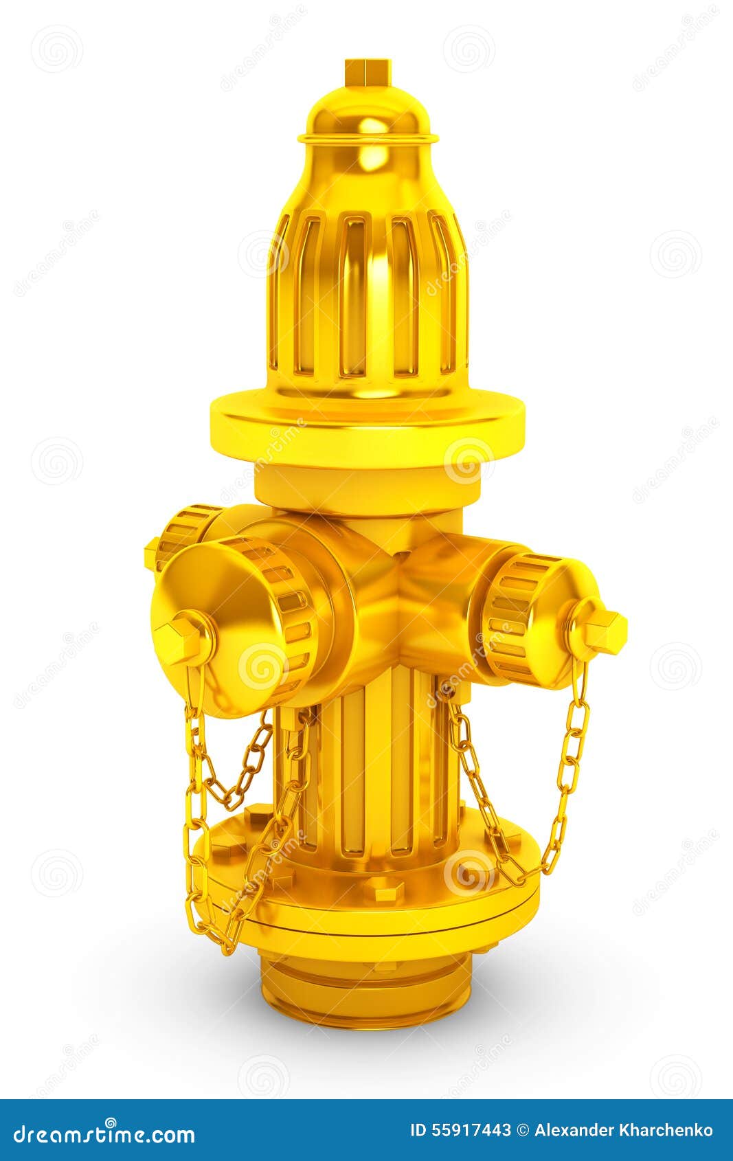 Golden Fire Hydranton 3d Rendering Stock Illustration - Illustration of ...