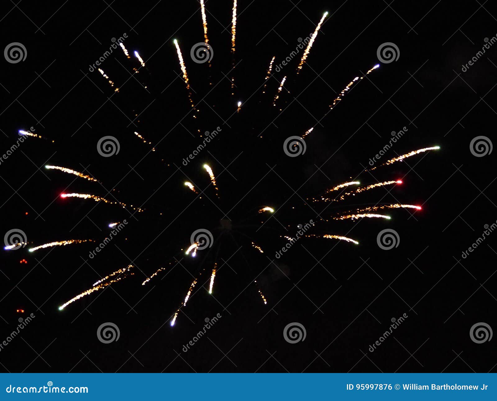 Golden Firework Burst stock photo. Image of dark, show - 95997876