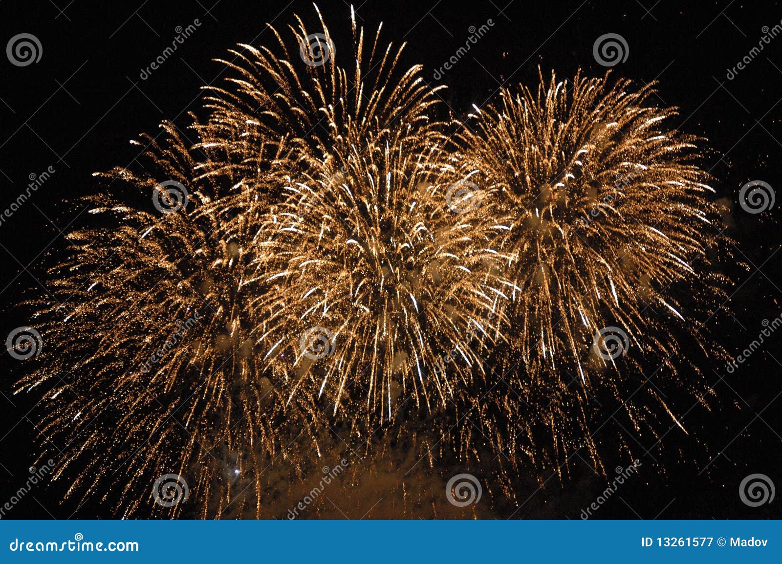 Golden Fireworks Frame Black Night Sky Background, Gold Colorful ...