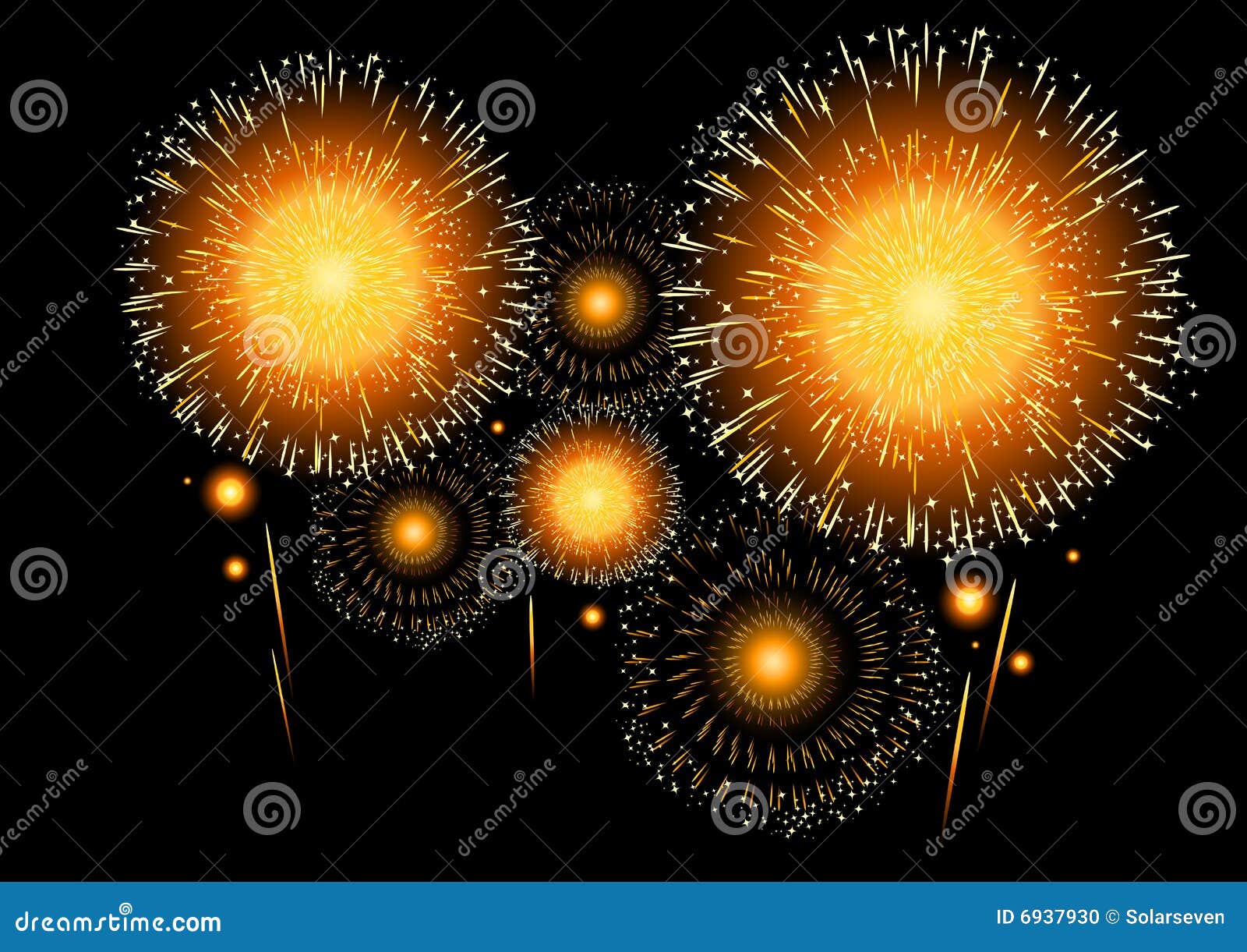 Golden Fireworks stock illustration. Illustration of design - 6937930