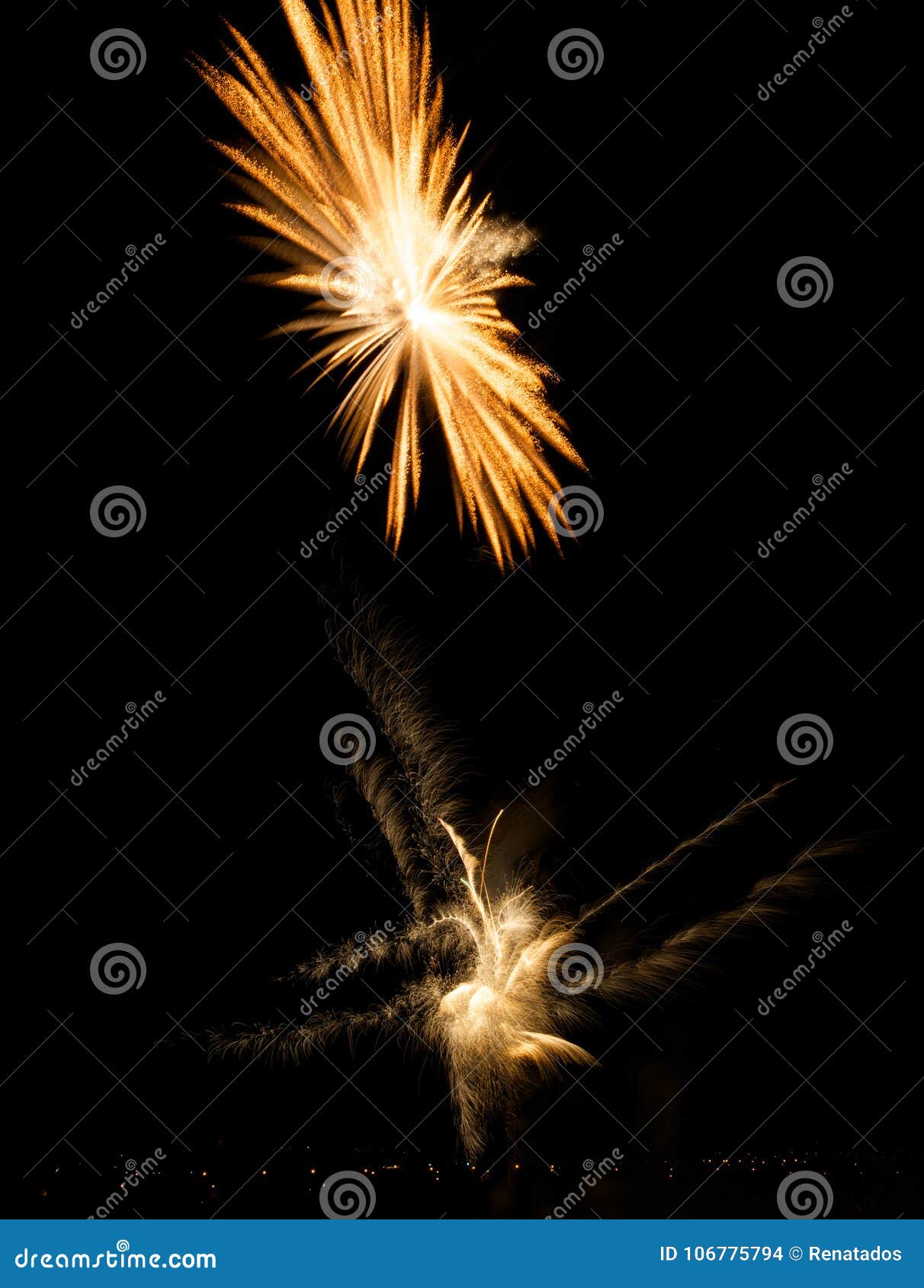 Golden Fireworks Background. Golden Fireworks. Explosion. Happy New ...
