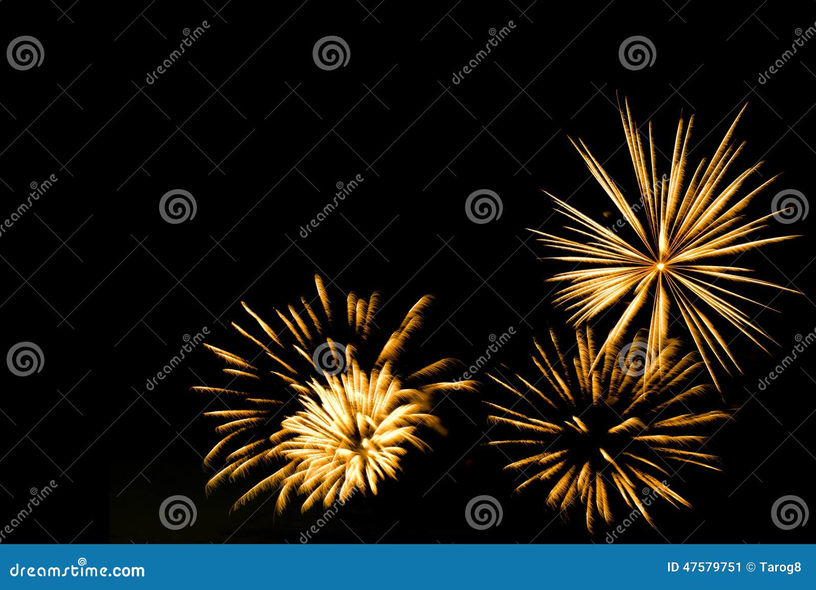 Golden Fireworks Border on the Black Sky Background Stock Image - Image ...