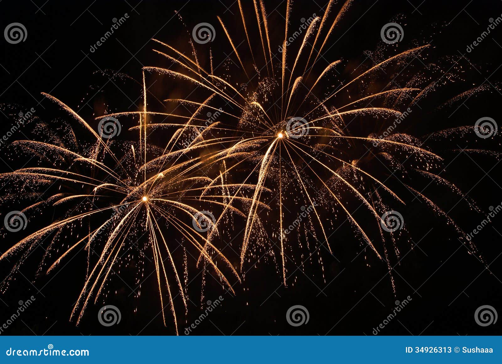 Golden fireworks stock image. Image of abstract, flash - 34926313