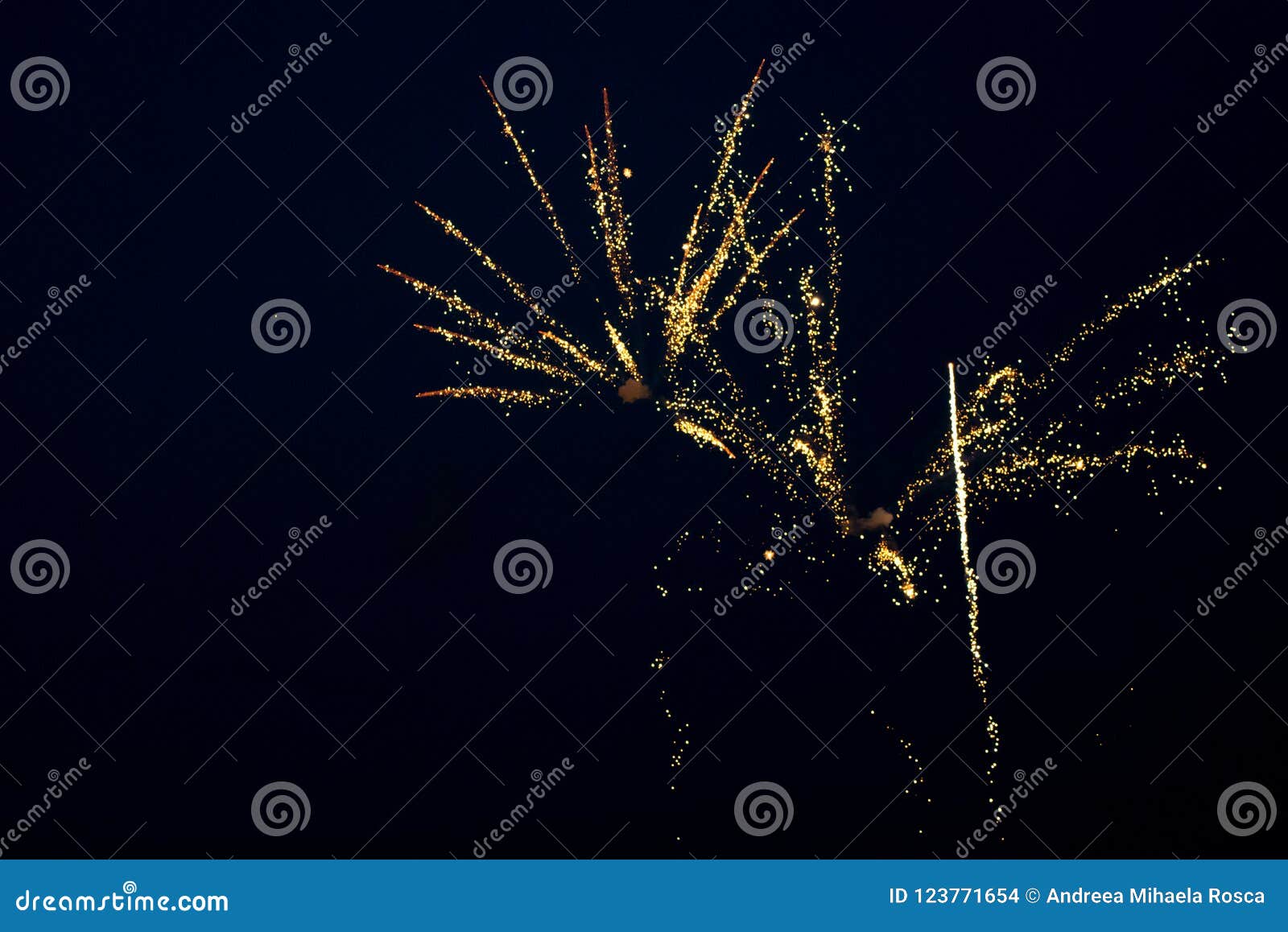Golden Fireworks in the Sky Stock Photo - Image of festive, festival ...