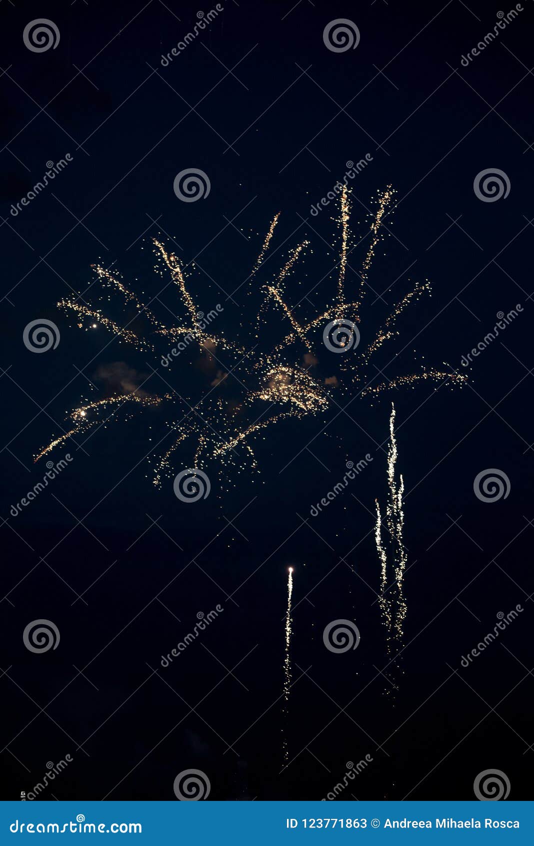 Golden Fireworks in the Sky Stock Image - Image of golden, burst: 123771863