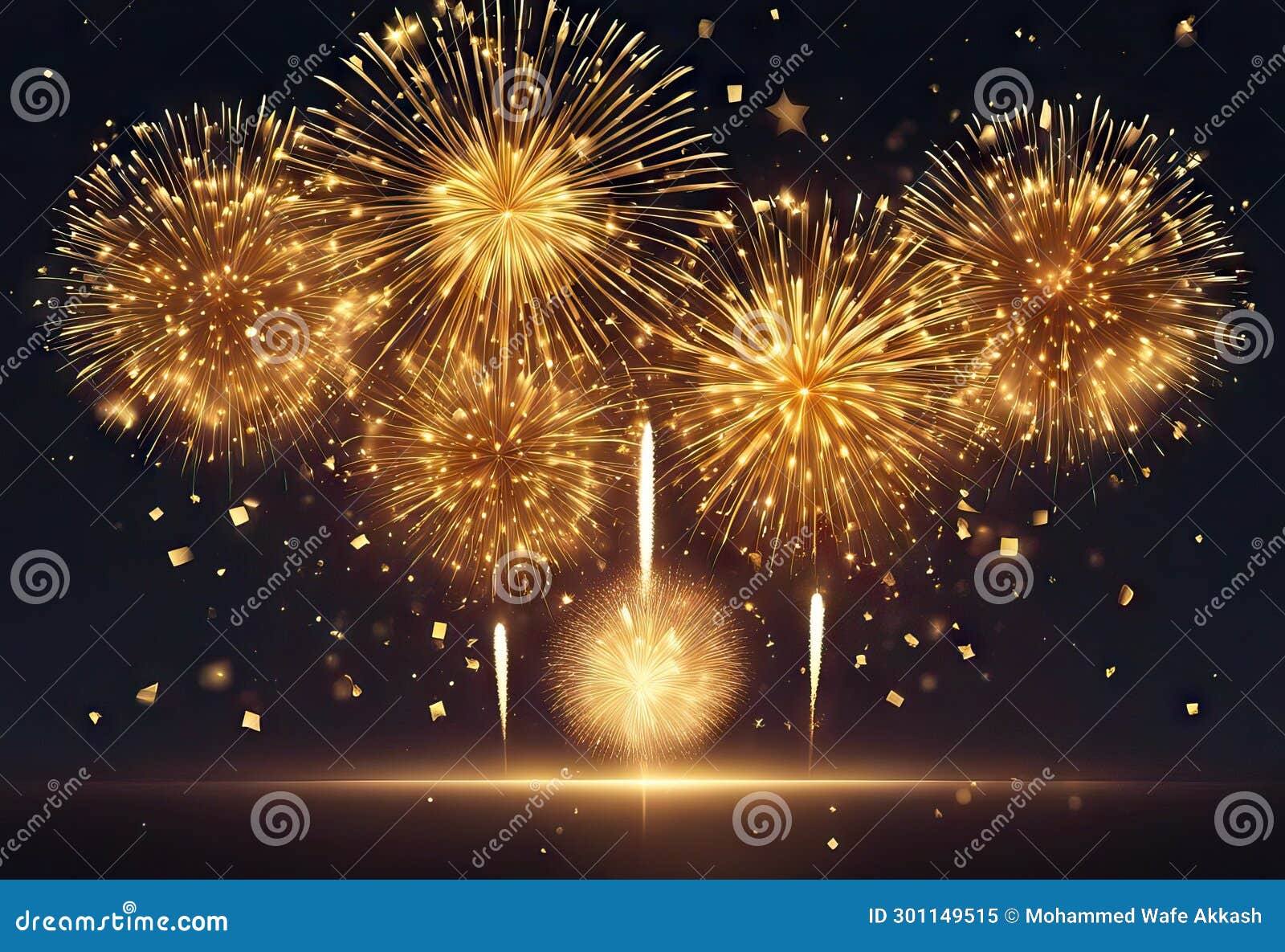 Golden Fireworks Vector Material Stock IllustrationFirework - Explosive ...