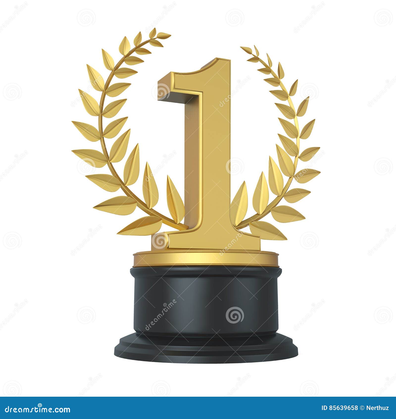 Golden First Place Standing On White Winner Podium Stock Image ...