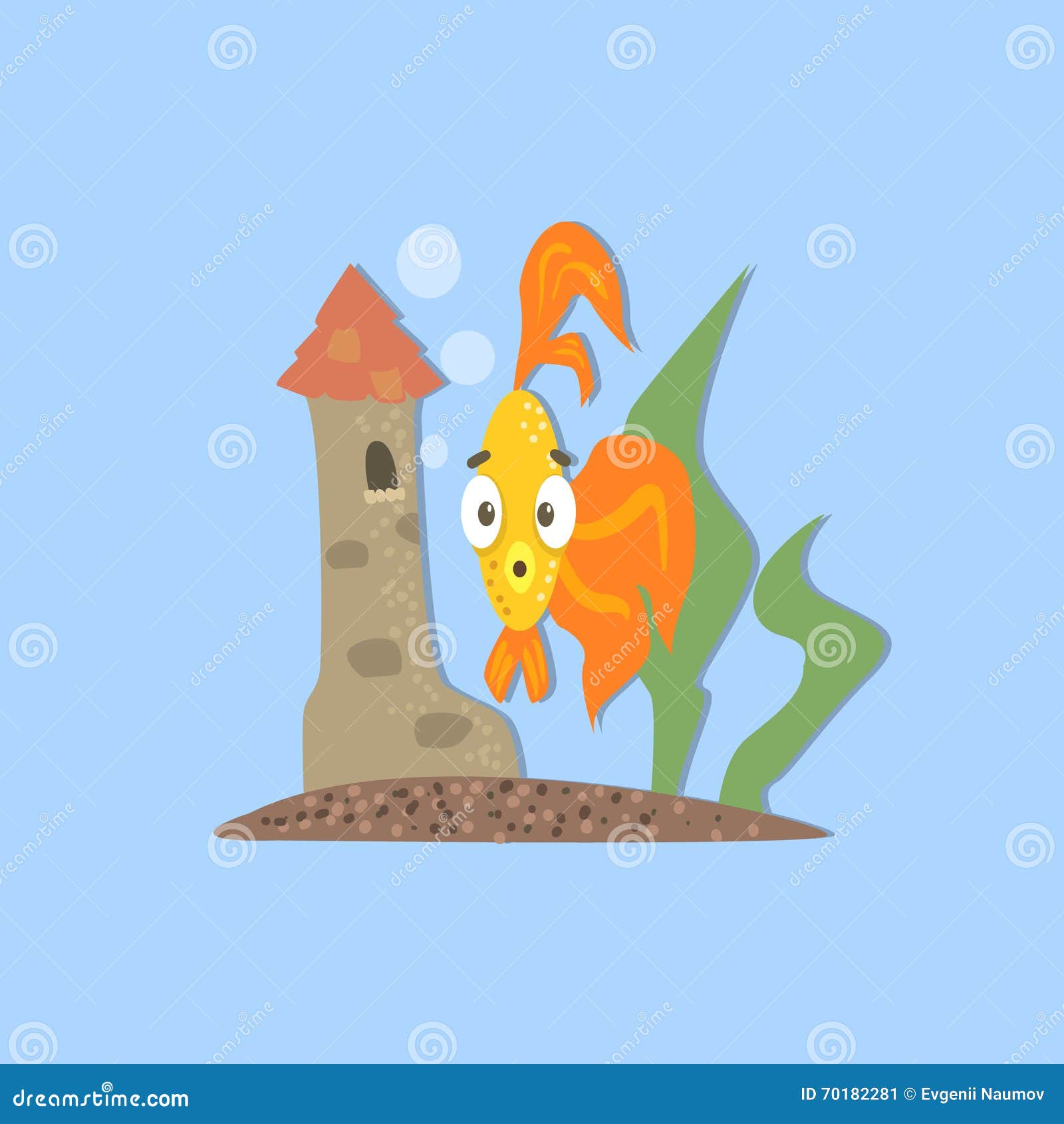 Golden Fish with Castle Image Stock Vector - Illustration of flat, cool ...