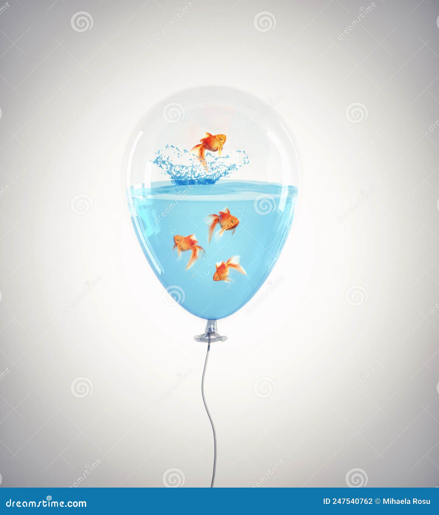 Golden Fish Inside a Balloon with Water Stock Illustration ...