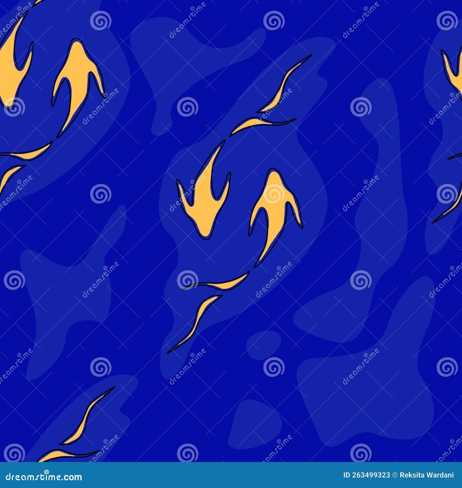 Golden Fish Pond Seamless Pattern. Animal Surface Pattern Design Stock ...