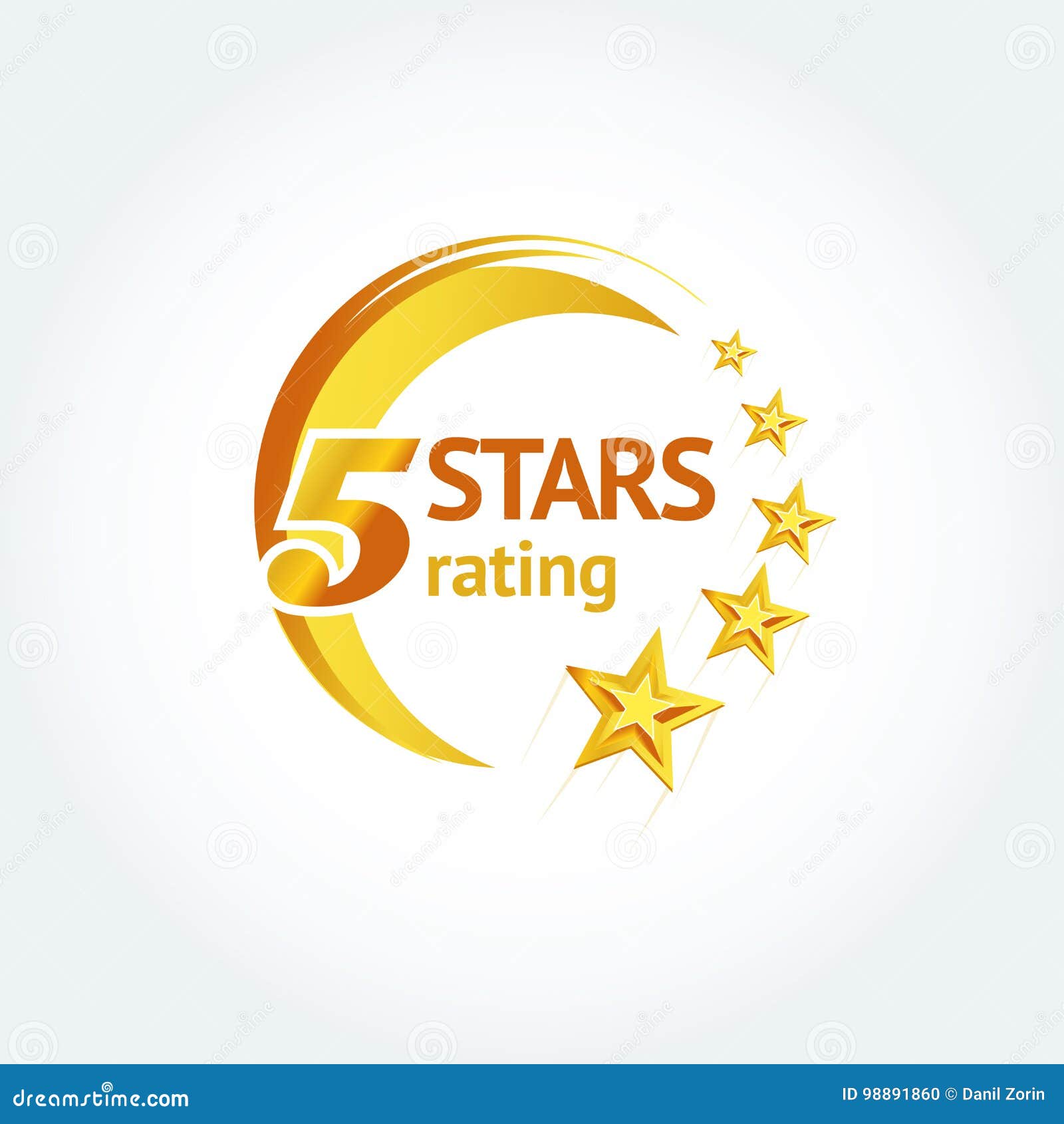 Golden Five Stars Logo Template Set. 5 Star Rating Emblems Set ...