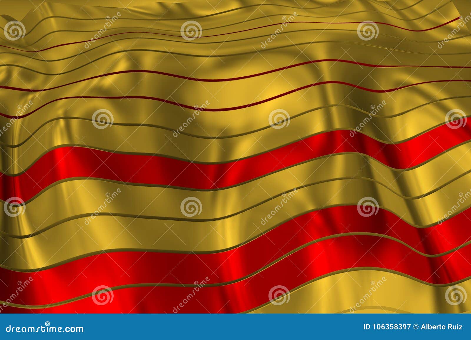 Golden Flag with Red Stripes To the Wind Stock Illustration ...