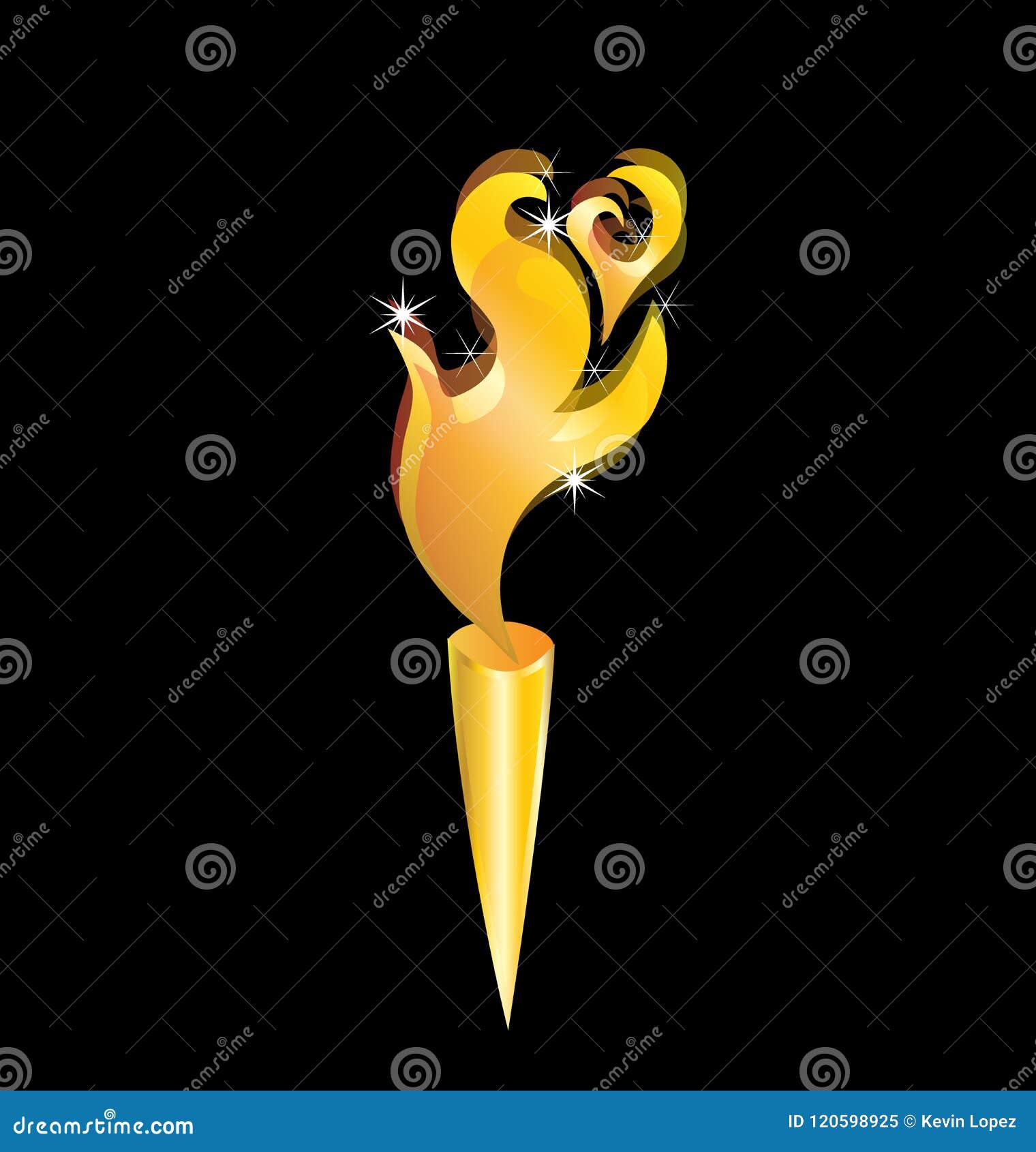 Golden flame torch vector stock vector. Illustration of bright - 120598925