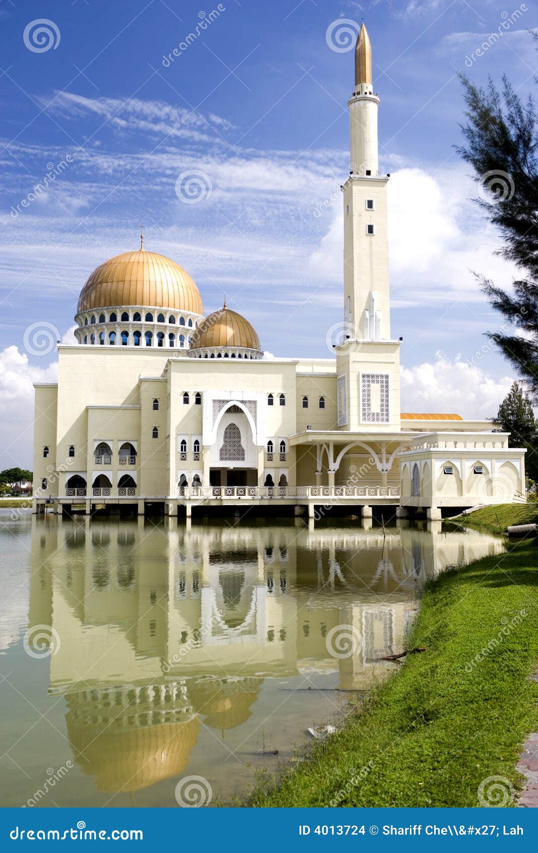 Golden Floating Mosque stock photo. Image of domes, religion - 4013724