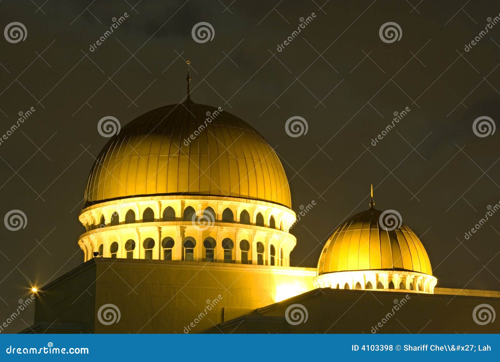 Golden Floating Mosque at Night Stock Photo - Image of mosque, sacred ...