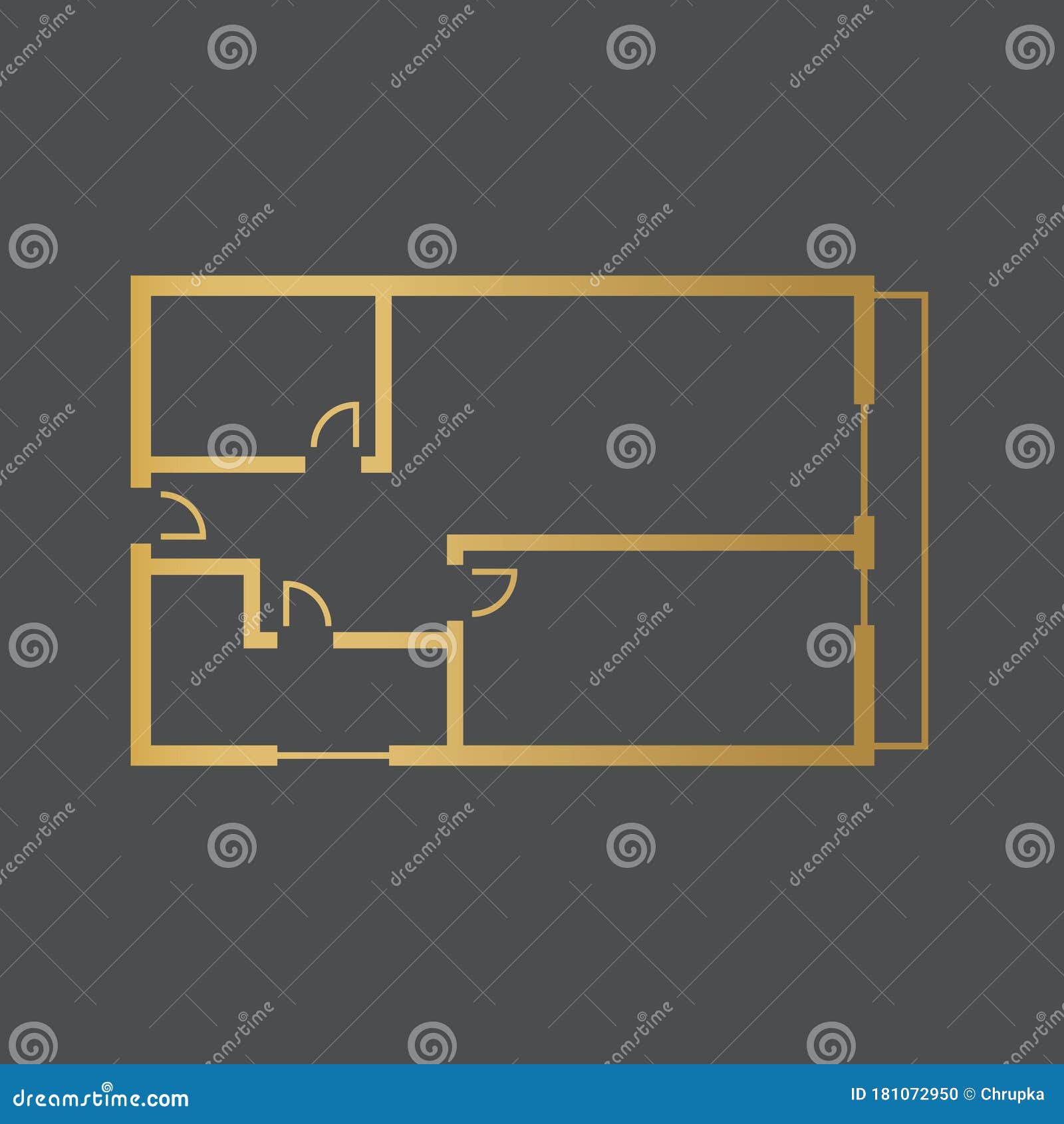 Golden floor plan stock vector. Illustration of luxury - 181072950