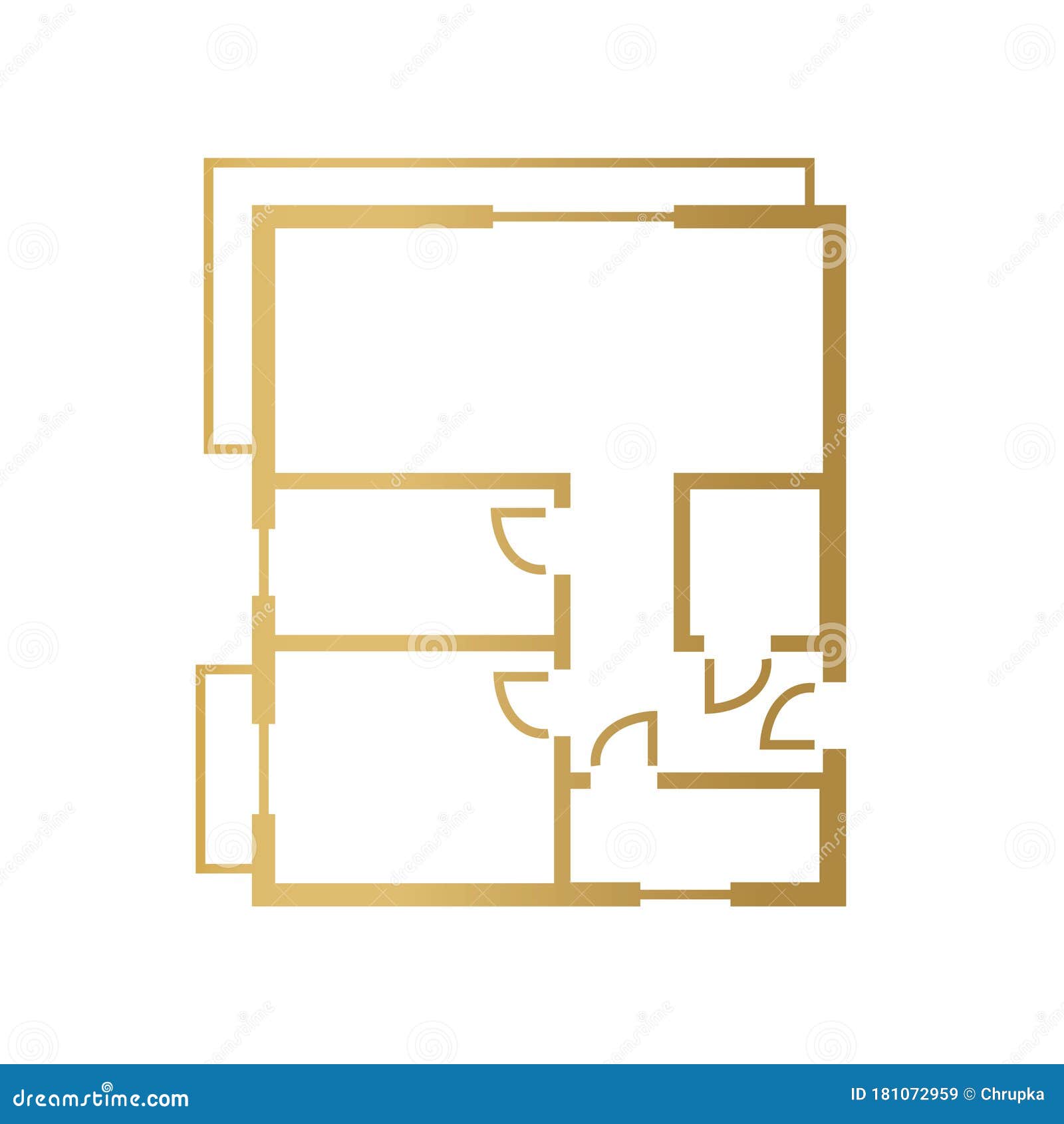 Golden floor plan stock vector. Illustration of home - 181072959