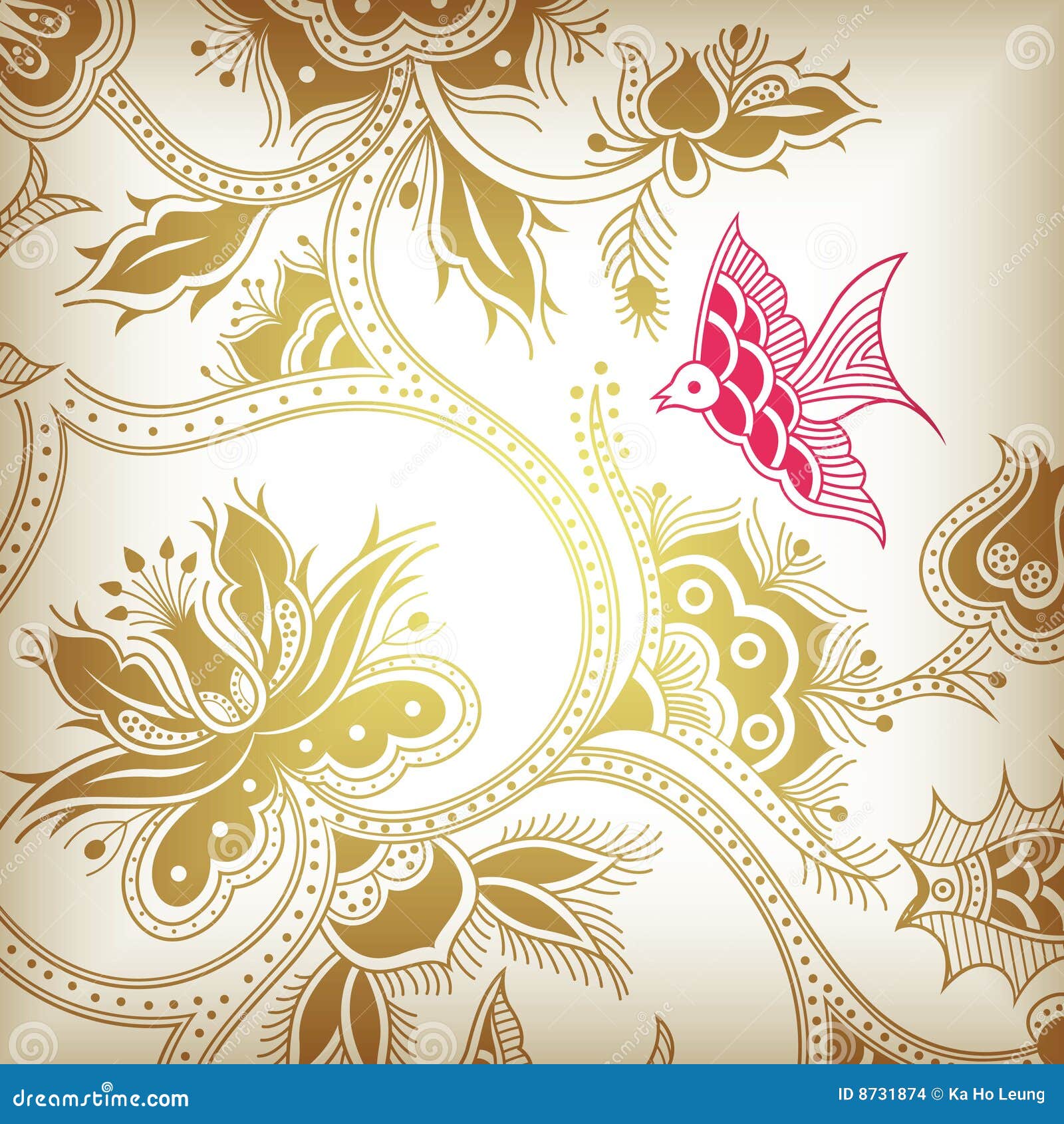 Golden Floral Frame Of Soft Watercolor And Line Art Flowers Royalty ...