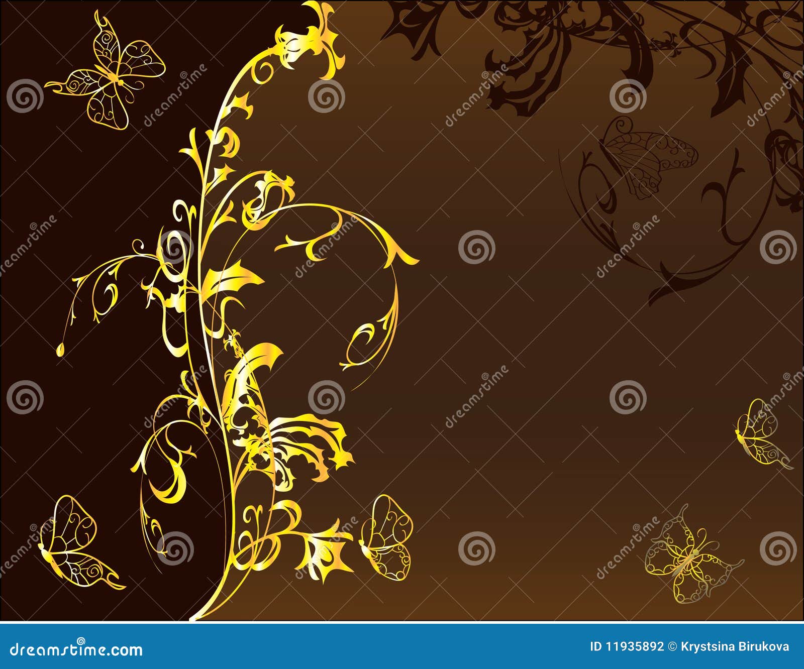 Golden Floral Background for Design Stock Vector - Illustration of ...