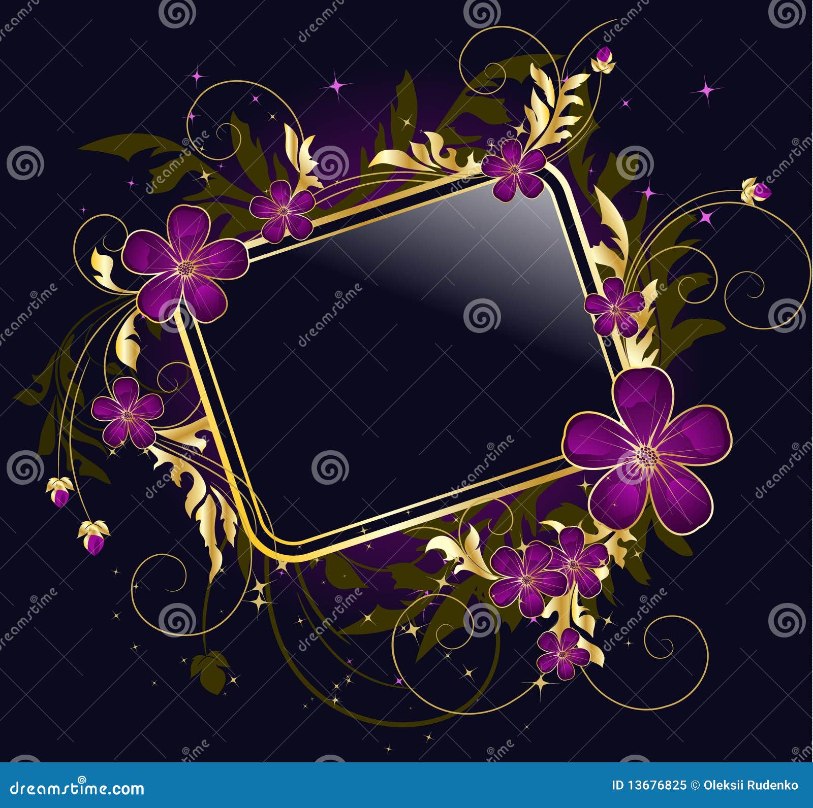 Golden floral frame stock vector. Illustration of natural - 13676825