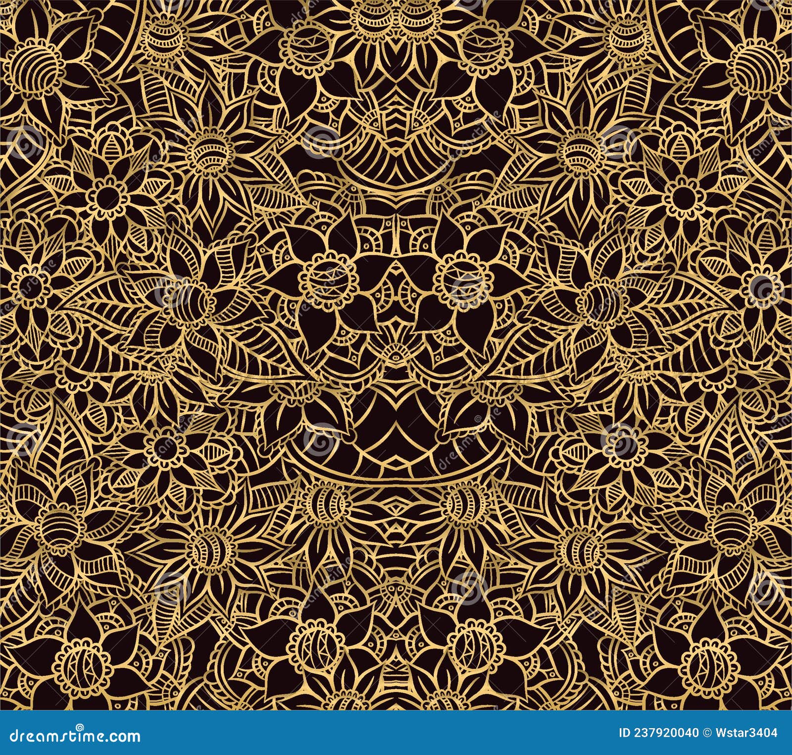 Golden Floral Line Pattern Design Stock Vector - Illustration of decor ...