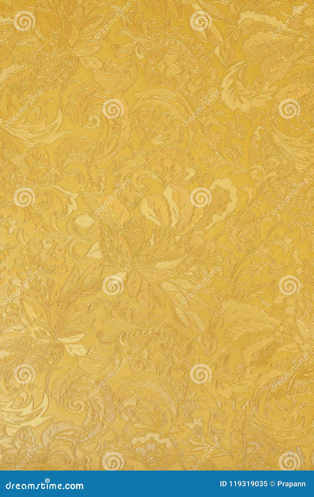 Golden Floral Ornament Brocade Textile Pattern Stock Image - Image of ...