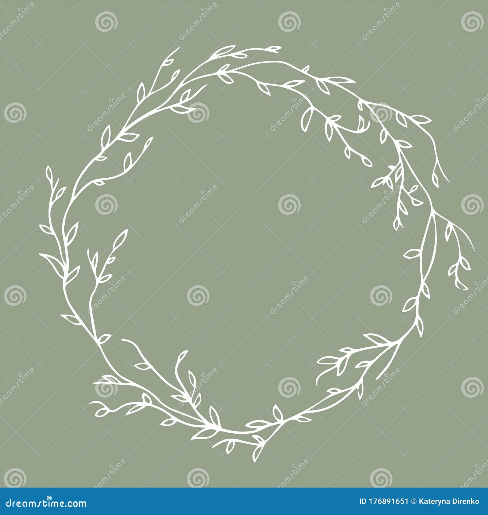 Golden Floral Round Frame. Vector. Isolated. Botanic Circle Element in ...