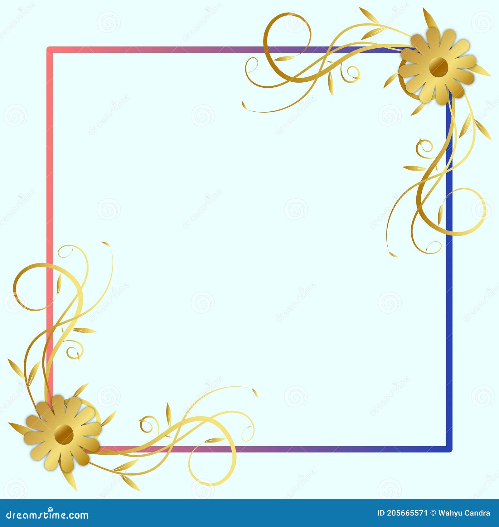 Golden Flower Frame with Gradient Border Vector Design Stock Vector ...
