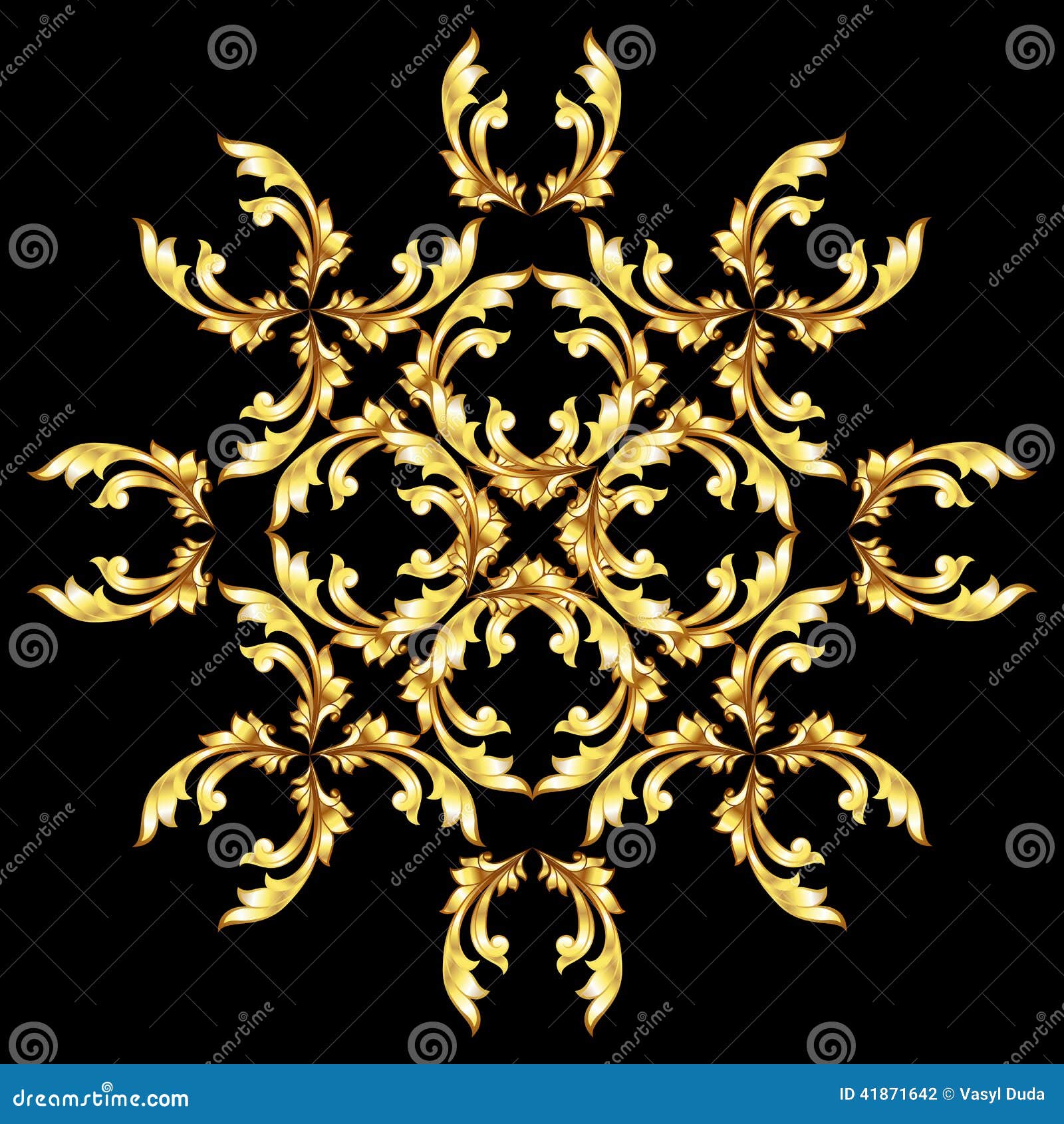 Golden flower pattern stock illustration. Illustration of creativity ...