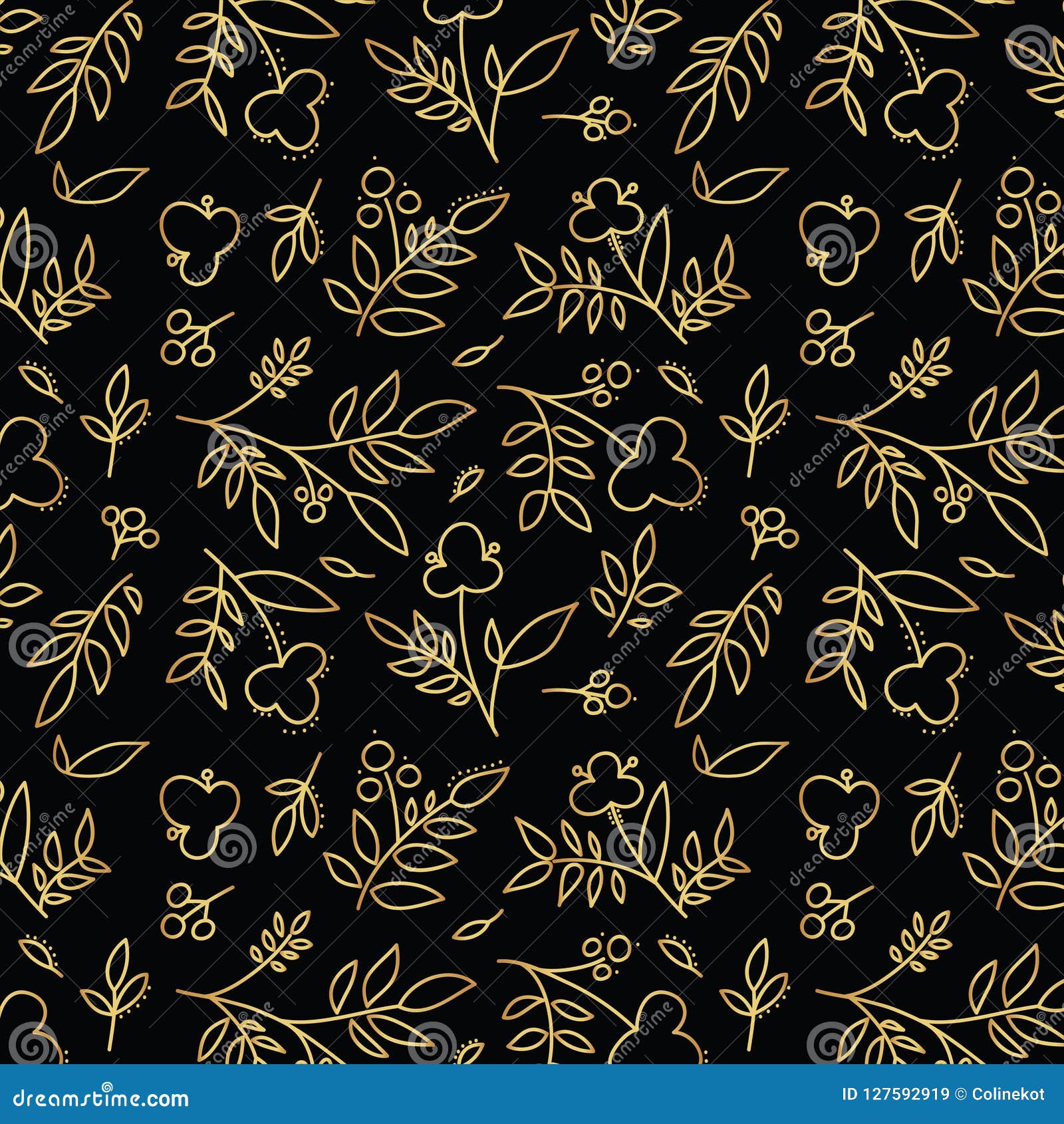 Golden flower pattern stock vector. Illustration of decor - 127592919