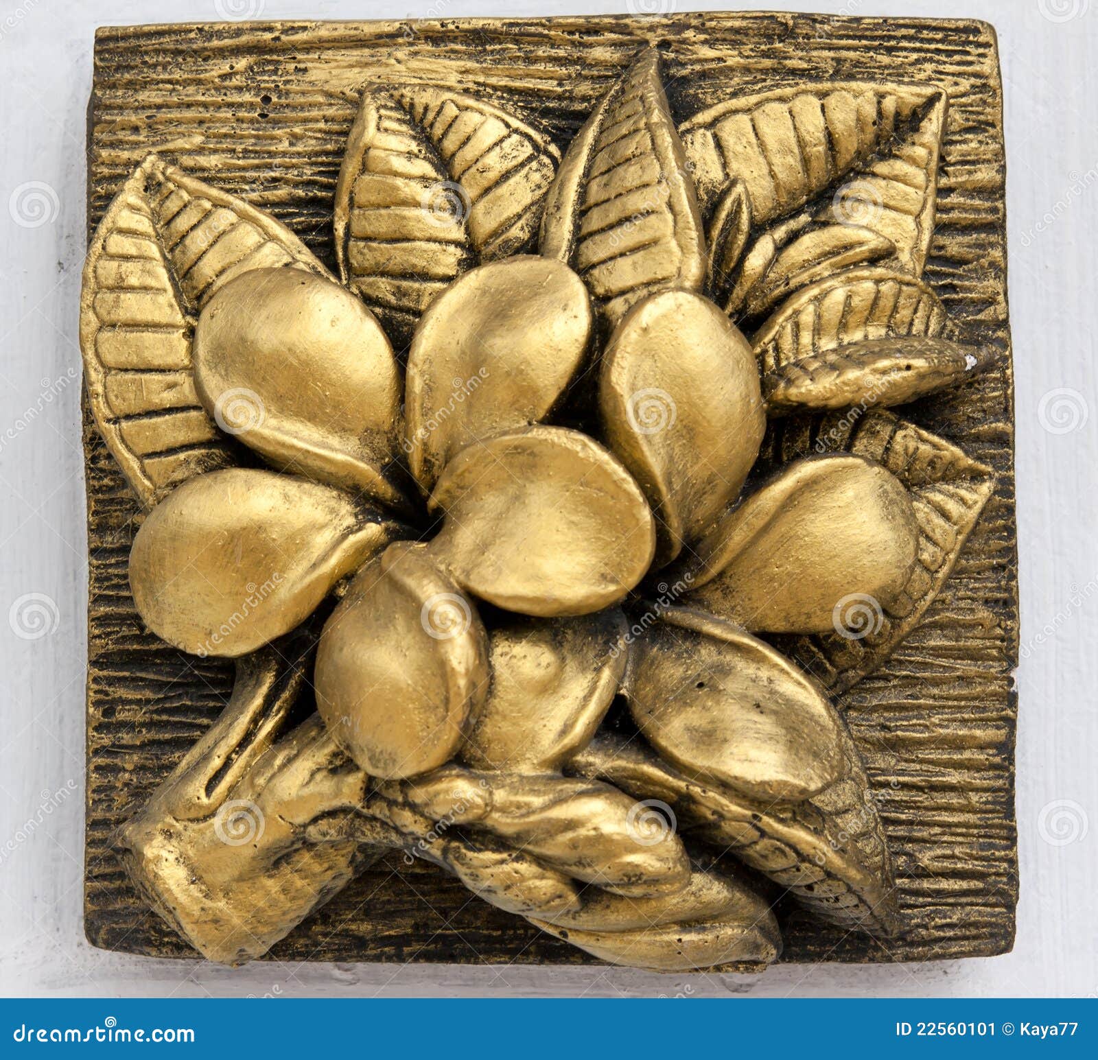 Golden Flower Put on a Facade in Thailand Stock Image - Image of ...